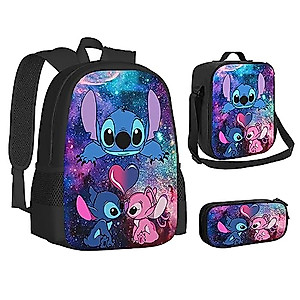 KEILA 3Pcs Backpack Set Casual Travel DayPack with Lunch Bag Pencil Case Rucksack Bag