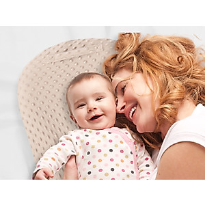 Mila Millie Water Resistant Removable Cover for Newborn Lounger | Minky Sensory Touch Slipcover for Baby Floor Seat | Premium Quality Soft Wipeable Fabric | Hypoallergenic (Sand)