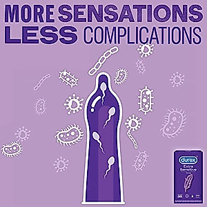 Durex Condom Extra Sensitive Natural Latex Condoms, 24 Count - Ultra Fine & Extra Lubricated, Regular Fit, FSA HSA Eligible