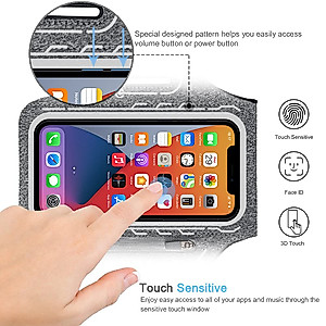 JEMACHE Running Armband for iPhone 15 14 13 12 11 Pro, Samsung Galaxy S24 S23 S22 S21, Gym Workouts Arm Band with Airpods Holder (Grey)