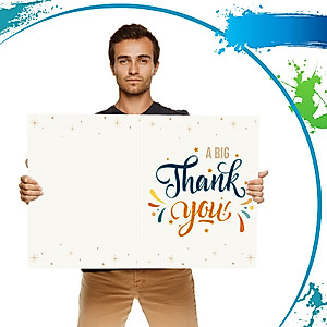 Large Thank You Cards Funny Jumbo Size Cards 22.05 x 33.71 Inches Large Oversize Thank You Gratitude Giant Greeting Card for Wedding Coworker Teacher Doctor Team Client Gratitude
