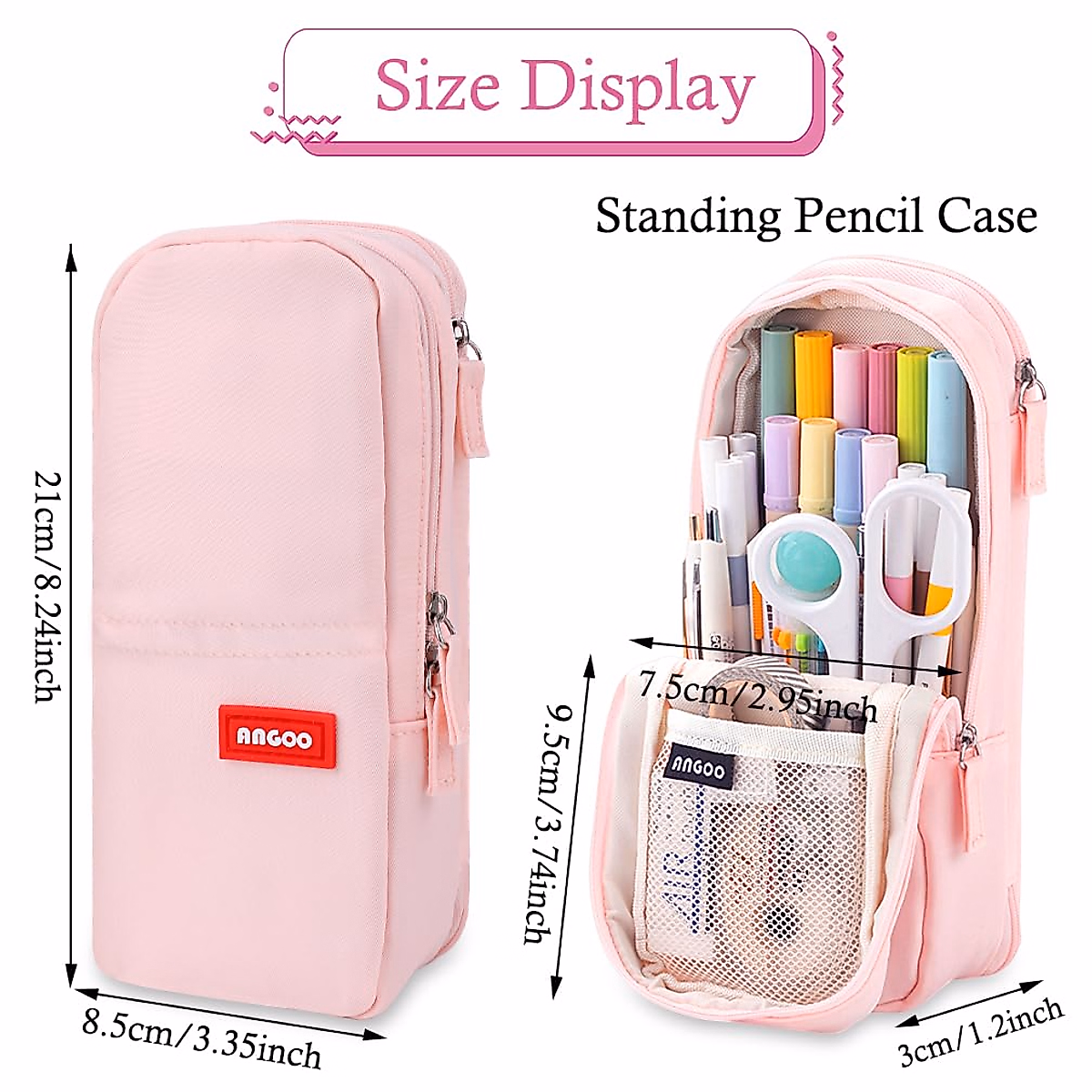 iSuperb Standing Pencil Case 2 Compartments Pencil Pouch Magnetic Mobile Phone Holder Bracket Pen Bag Large Capacity Phone Pouch College Stationery Organizer Storage for Kids Boys Girls