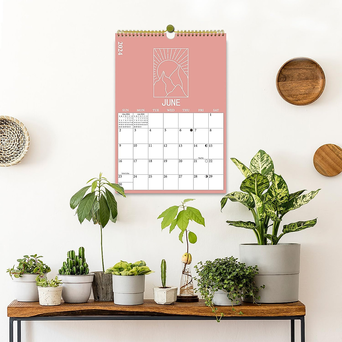 2024 Calendar - Wall Calendar From January 2024 to December 2024, 2024 Aesthetic Modern Boho Vertical Hanging Large Calendar with Moon Phases, Perfect for Monthly Organizing & Planning, 10"×14.5"