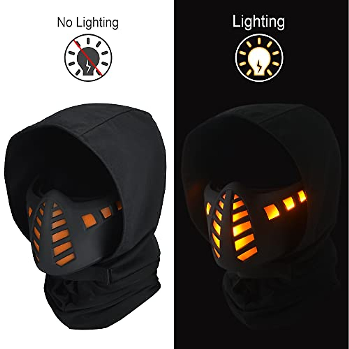 Guayma Halloween Scary Led Mask Light Up Demon Oni Cyberpunk Half Face Masks For Costume Cosplay Party,Black