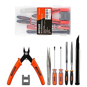 DIFFLIFE Professional 9 PCS Model Tools Kit Modeler Basic Tools Craft Set Hobby Building Tools Kit for Gundam Car Model Building Repairing and Fixing-9 Piece