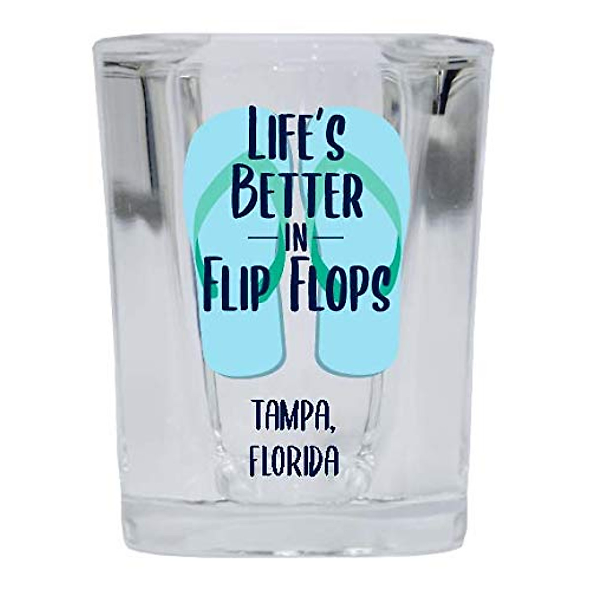R and R Imports Tampa Florida Souvenir 2 Ounce Square Shot Glass Flip Flop Design 4-Pack