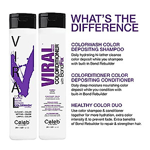 Celeb Luxury Intense Color Depositing Colorconditioner Conditioner + BondFix Bond Rebuilder, Vegan, Sustainably Sourced Plant-Based, Semi-Permanent, Viral and Gem Lites Colorconditioners