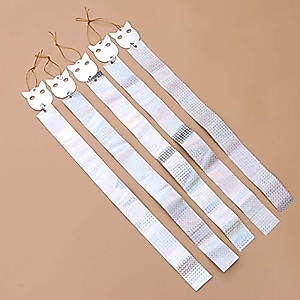 Happyyami 10Pcs Hanging Reflective Bird Detterent Device Double Sided Reflective Tape Bird Scare Ribbon Reflective Hanging Spinners Keep Birds Away from Your Garden Farm Yard