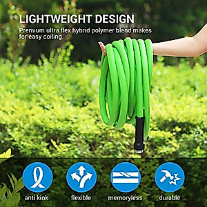 DEWENWILS Garden Hose 25 ft x 5/8", Water Hose with SwivelGrip, Heavy Duty, Lightweight, Flexible Hose for Plants, Car, Yard, 3/4 Inch Solid Fittings, Drinking Water Safe