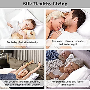 Silk Pillowcase 2 Pack for Hair and Skin, Ravmix Mulberry Silk Pillow Cases Standard Size 20×26inches Set of 2 Cooling Silk Pillow Covers with Hidden Zipper, Pure White