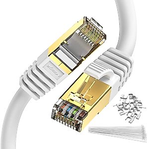 ZOSION Cat 8 Ethernet Cable 75 ft White, High Speed 2000Mhz 40GBps Internet Patch Cable Cord Shielded Durable Gold Plated RJ45 Connector for Gaming PC TV PS4 Modem Router Mac Laptop Xbox Movie