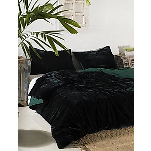 Labhanshi 3 Pieces Set Luxury Crushed King Size Moss Green Velvet Duvet Cover Boho Bedding UO Comforter Cover Donna Cover Quilt Cover Duvet Velvet Bedding King Size