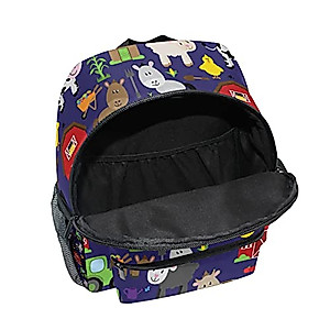 Glaphy Custom Kid's Name Backpack, Farm Animal Pattern Toddler Backpack for Daycare Travel, Personalized Name Preschool Bookbags for Boys Girls