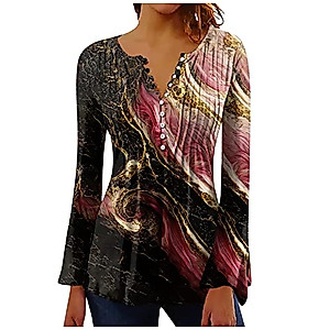 Womens 3/4 Length Sleeve Tops Womens 3/4 Sleeve Tops Casual Blouse Pink V Neck T Shirts for Women Bluey Button Down Shirt Floral Corset Tops for Women V Neck Blouse,Black,Small