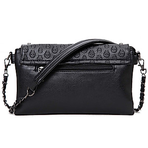 Freie Liebe Women Classic Black Skull Cross Body Bag Vintage Clutch Purse Shoulder Bag