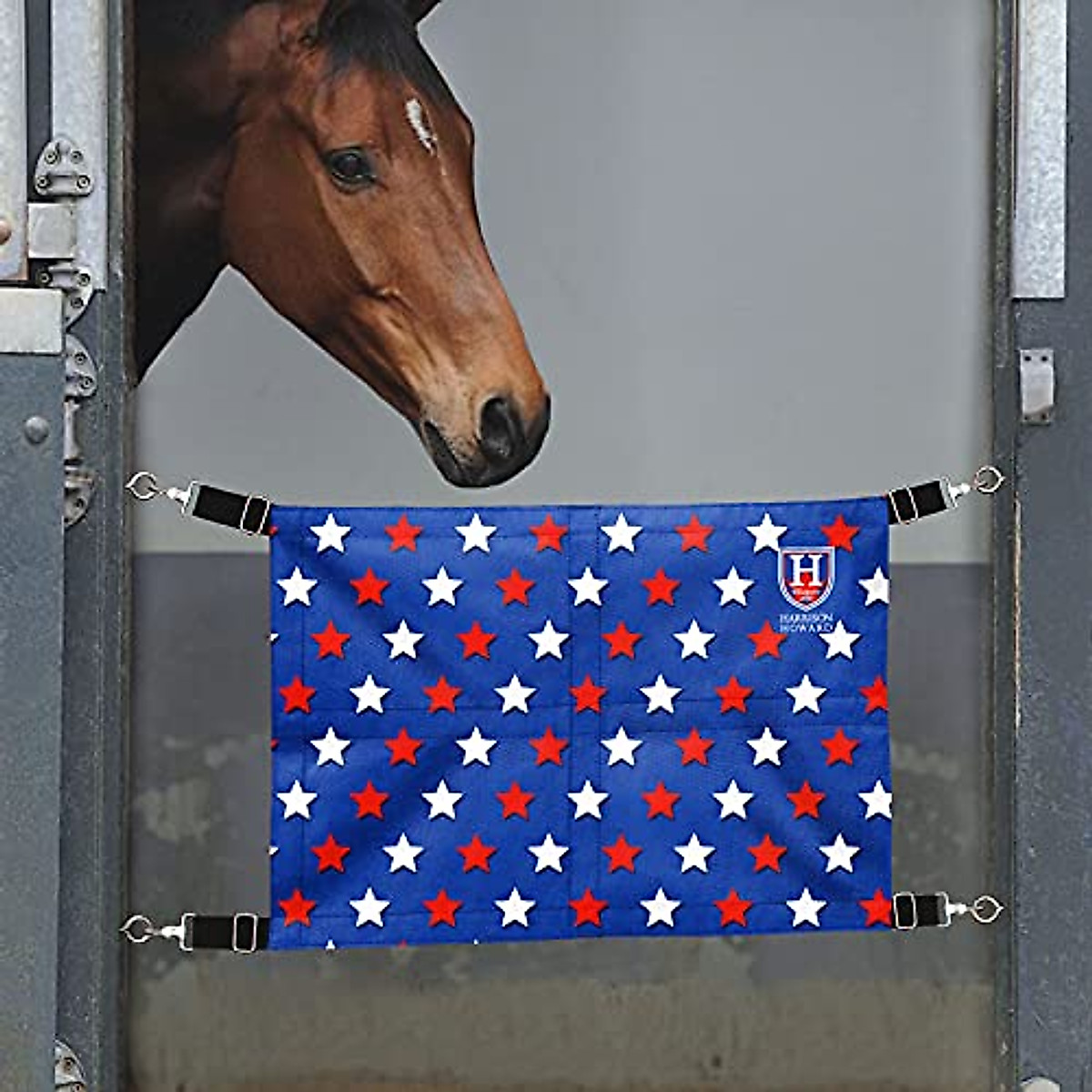 Harrison Howard Horses Stall Guard with Adjustable Straps and Sturdy Spring Hooks Included Aisle Guard for Horses-Longing Stars