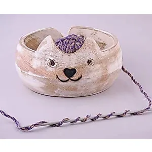 Wooden Yarn Bowl Knitting Bowl Large Crochet Yarn Holder YB03 Handmade Crocheting Accessories and Supplies Organizer 7 x 3"