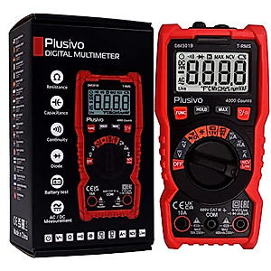 Multimeter 4000 Counts Digital Multimeter TRMS Auto-Ranging AC DC Voltmeter Ohm Volt Amp Tester NCV Live Test; Measures Voltage, Current, Resistance, Continuity with Set of Test Probes, Wire Stripper