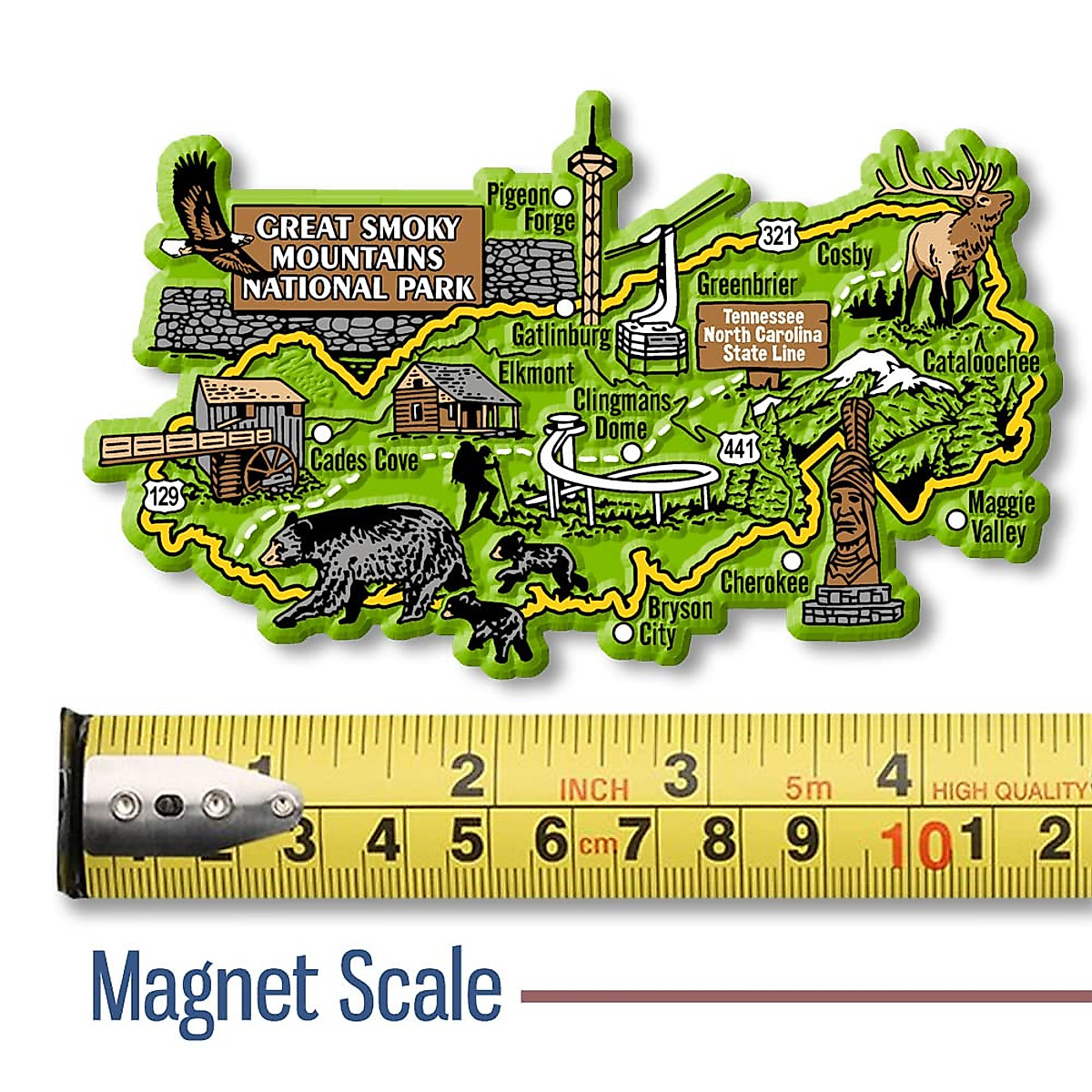 Great Smoky Mountain National Park Map Magnet by Classic Magnets, 4.6" x 2.7", Collectible Souvenirs Made in The USA