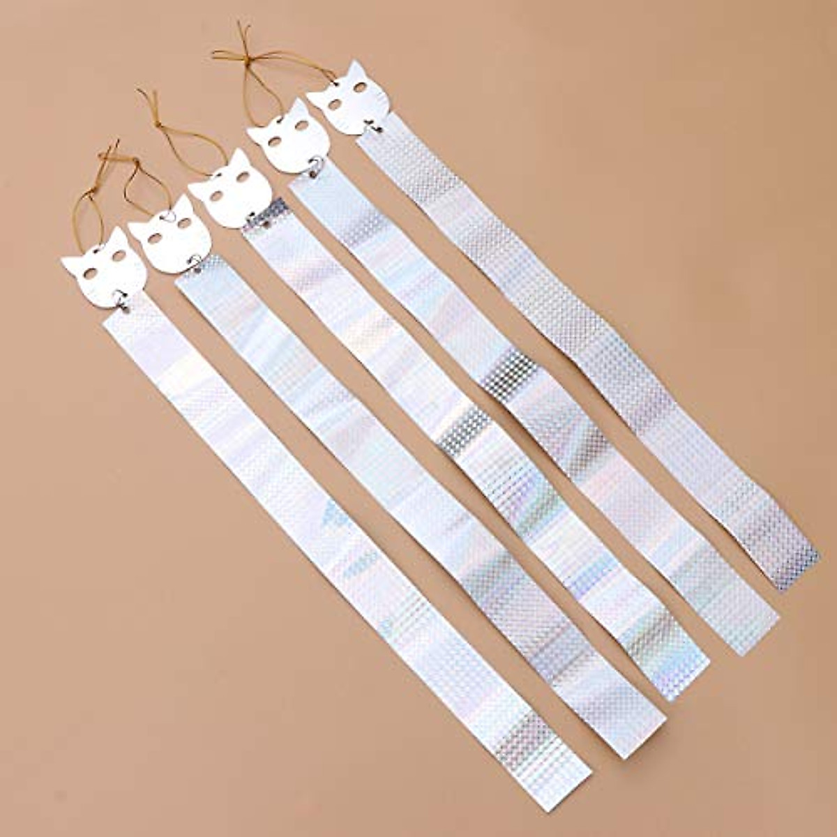 generic 10Pcs Hanging Reflective Bird Detterent Device Double Sided Reflective Tape Bird Scare Ribbon Reflective Hanging Spinners Keep Birds Away from Your Garden Farm