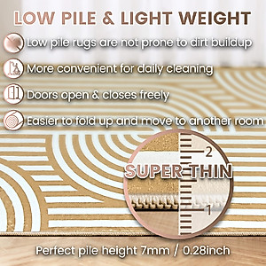 Washable 8x10 Modern Area Rug for Living Room, Brown Minimalist Aesthetic Abstract Boho Large Rugs, Ultra-Thin Low Pile Soft Nonslip Indoor Floor Carpet for Office Bedroom Playroom Classroom Dorm