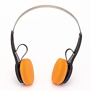 GPO Retro Bluetooth Headset, Wireless Bluetooth Headphones with 20H Playtime, 200H Standby, Lightweight Retro Headphones with Built-in Mic, Black and Orange