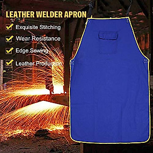 Tear-Resistant Washable Welders Accessory Comfortable Fire Resistant Apron, Blue Durable Flame Retardant Apron, for Cutting Welding