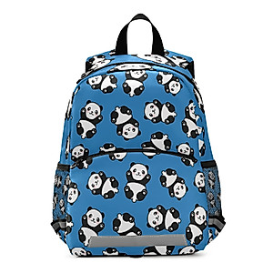 Fisyme Panda Bear Backpack Schoolbag Kids Daypack Toddler Travel School Bag Small Mini Backpacks for Kindergarten Preschool Nursery Children Boys Girl with Chest Strap