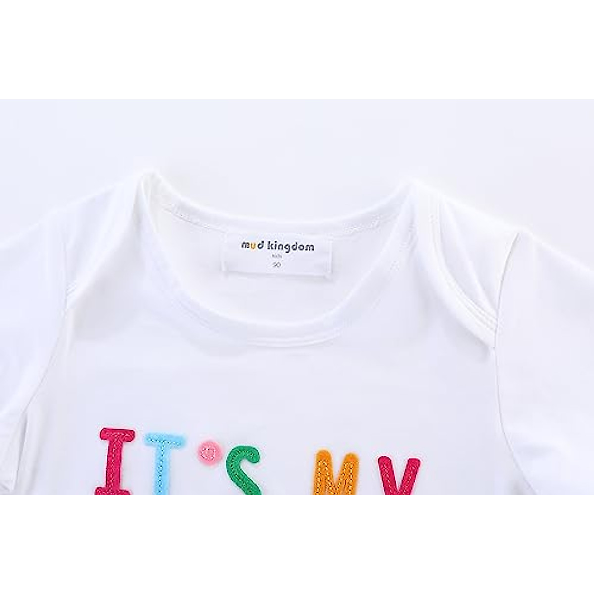 Mud Kingdom Little Girls Birthday Outfits 6 Long Sleeve Shirt and Skirt Set, White, 6(48-51 ins./47-58 lbs.)