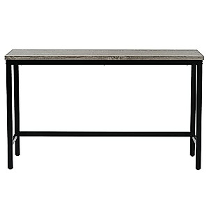 XD Designs 4-Piece Counter Height Extra Long Dining Table Set, Bar Table Set with 3 Stools, Side Table with Footrest Pub Kitchen Set (Gray)