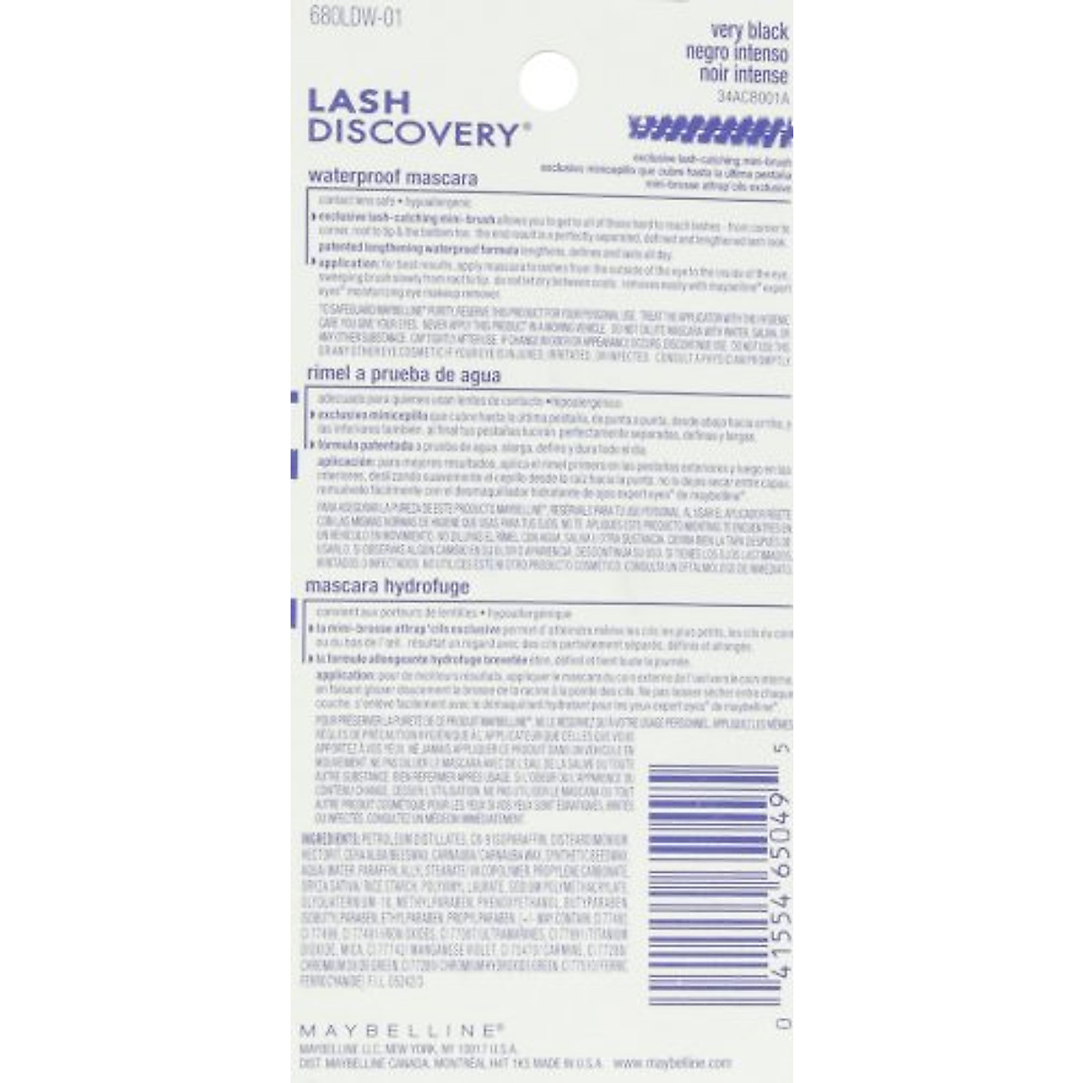 Maybelline New York Lash Discovery Waterproof Mascara, Very Black 361, 0.16 Fluid Ounce