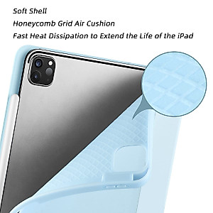 SIWENGDE Case for iPad Pro 11 Inch 4th/3rd/2nd Generation 2022/2021/2020 with Pencil Holder [Support iPad 2nd Pencil Charging] Slim Trifold Stand Smart Protective Cover, Auto Wake/Sleep(Light Blue)