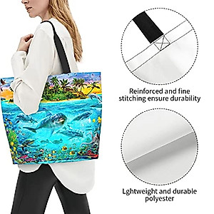 Gelxicu Cute Dolphin Shoulder Tote Bags Dolphin Casual Bag Cute Shoulder Handbags Animals Grocery Bags