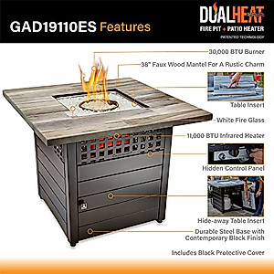 Hayden Gray 38" Square Dual Heat Gas Fire Pit