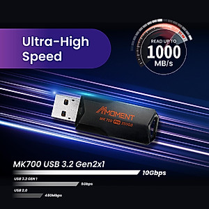 MMOMENT MK700 250GB USB 3.2 Gen2x1 Flash Drive, Read Speed up to 600MB/s, Write Speed up to 500MB/s, Thumb Drive