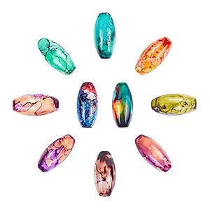 arricraft 100Pcs Baking Painted Glass Oval Beads, 22×10mm Colorful Loose Beads for Bracelets Jewelry Making(Hole: 1mm)