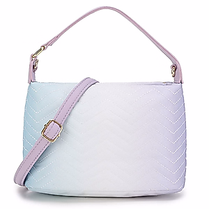 BE SMART Small Women Crossbody Bag with Wavy Embroidery Design Lightweight Casual Shoulder Handbag Simple Fashion Phone Bag Mini Purse for Ladies