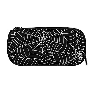 Large Capacity Black Spider Web Pencil Case with Zippers Storage Pouch Holder Pencil Box Marker Organizer Bag with Compartments for School & Office Supplies Boys Girls Teens Student