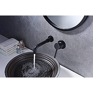 Wall Mount Bathroom Faucets Matte Black, Rough-in Valve Included
