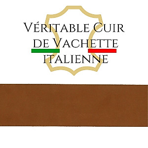 FASHIONGEN - Women's genuine Italian suede leather belt for dress, made in France, ANETTE - Camel, S-M