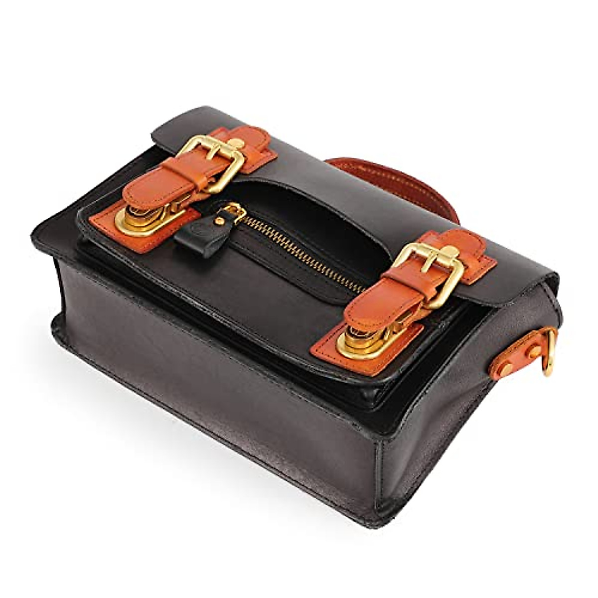 OLD TREND Genuine Leather Aster Mini Satchel Bag (Black)