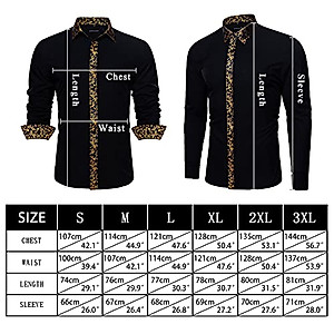 Barry.Wang Men's Casual Shirts Classic Button Down Dress Shirt Formal Inner Contrast Long Sleeve Printed Regular Fit Shirt