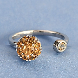 Shop LC Citrine Spinner Anxiety Ring for Women 925 Sterling Silver Platinum Plated Open Adjustable Birthstone Jewelry Stress Relief Gifts for Women Size 6-8 1.10 ctw Birthday Gifts