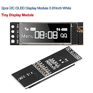 MakerFocus 2pcs I2C OLED Display Module 0.91 Inch I2C SSD1306 OLED Display Module White I2C OLED Screen Driver DC 3.3V~5V for Arduino ESP8266 ESP32 STM32