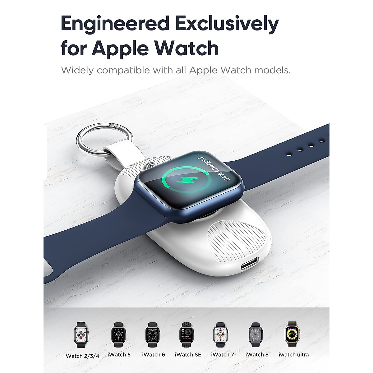 Portable Charger for Apple Watch, 1000mAh Magnetic Keychain Wireless Power Bank Watch Charger for iWatch with 4 LED Indicators, Apple Watch Accessories Compatible for All Apple Watch Series