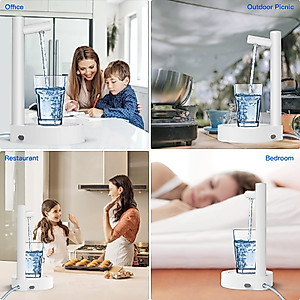 Desktop Water Dispenser, Yimidear Portable Electric Water Pump for 5 Gallon & Universal Bottles, Intelligent USB Charging Water Bottle Dispenser for Home, Office, Outdoor (White)