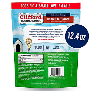 Clifford® Crunchy Beef Sticks for Dogs | Healthy Dog Treats Small Dogs, All Breed Sizes | Real Collagen Beef Dog Treats, Grain and Rawhide Free, Natural Dog Treats - Limited Ingredients (24 Count)