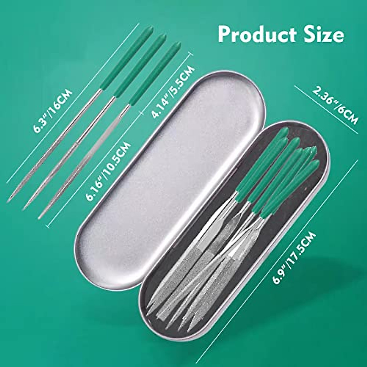 Millousong Hand File Set,Diamond Needle Files 6.3' /10 Shapes for Metal,Plastic,Wood,3D Printer Basic Suite for home and office with box