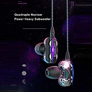 Wired Earphone HiFi Super Bass 3.5mm In-Ear Headphone ， Sports Headsest Wired Headphones with Microphone and Volume Control, Noise Isolating Earphone Tips, Tangle-Free Cord, Bass Driven Audio,（Black）