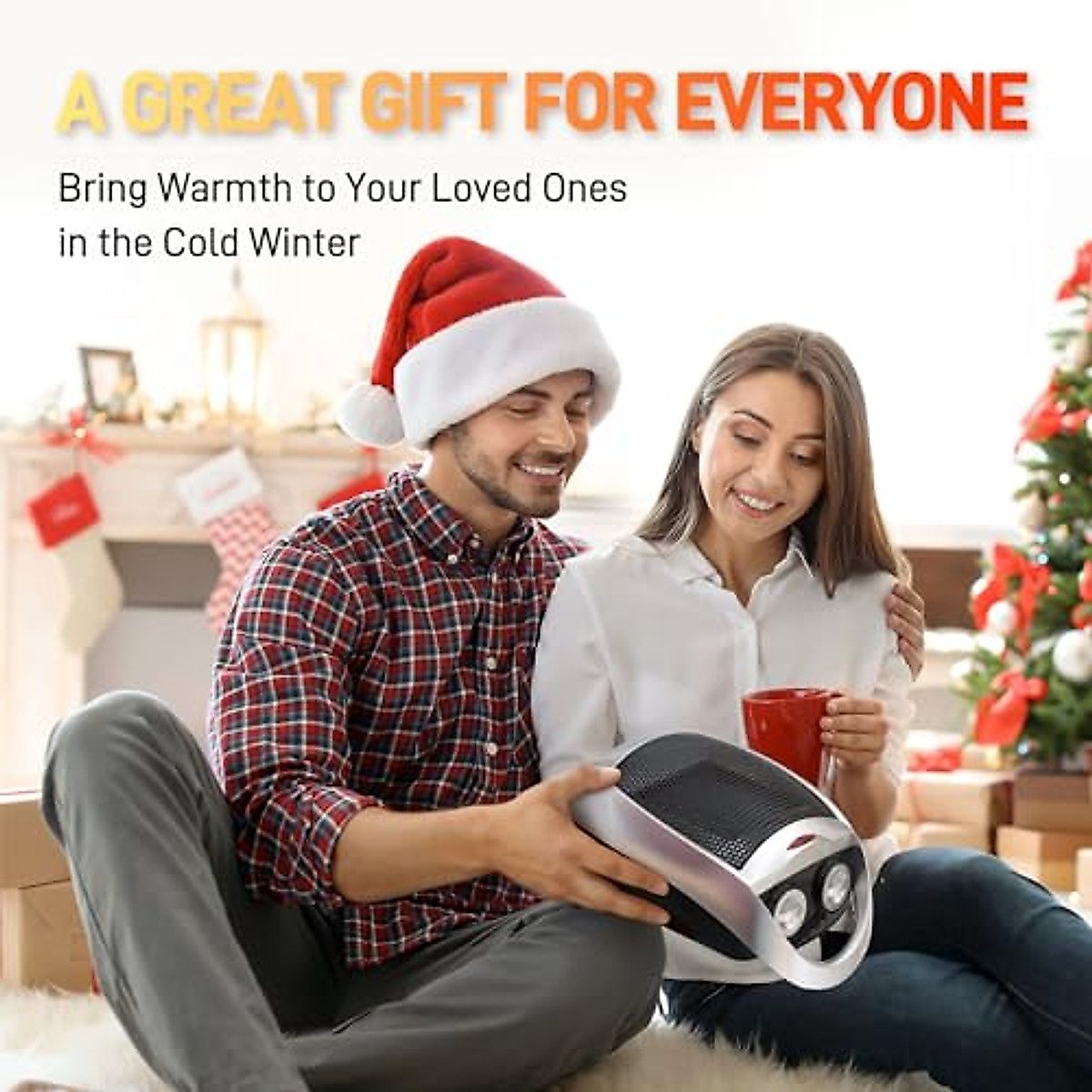 Rintuf Small Space Heater, 1500W Electric Heater, PTC Fast Heating Ceramic Heater w/ 3 Modes, Adjustable Thermostat, Overheat/Tip-Over Protection, Portable Heater for Office Room Desk Indoor Use